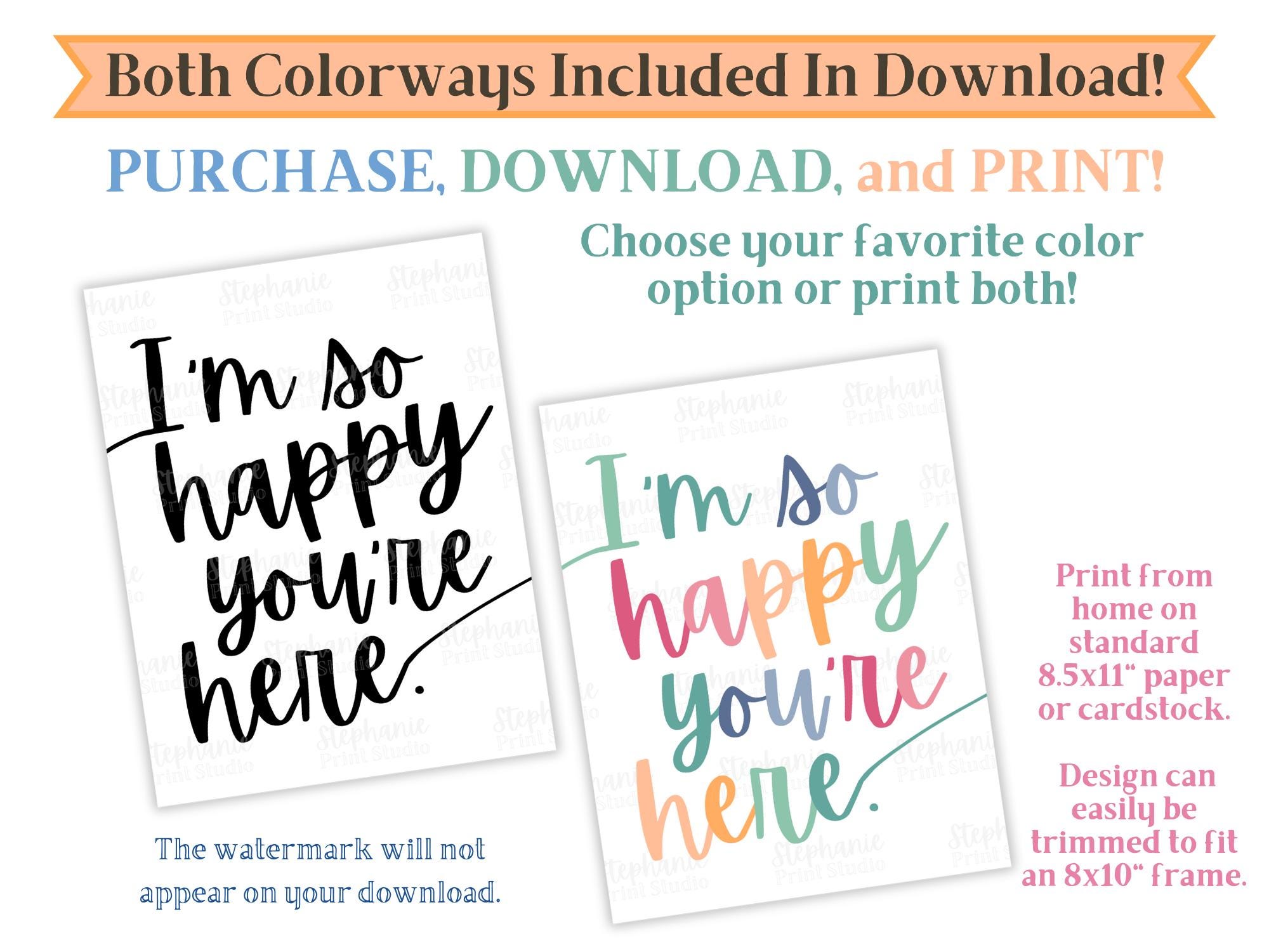 I'm so Happy You're Here Printable | Welcome Sign | Wall Decor for Home ...