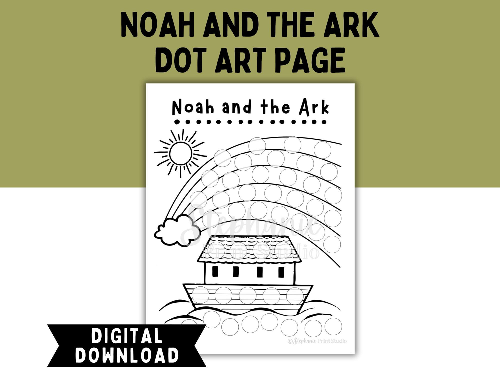 Noah and the Ark Paper Crown Printable + Dot Art Page | DIGITAL INSTANT ...