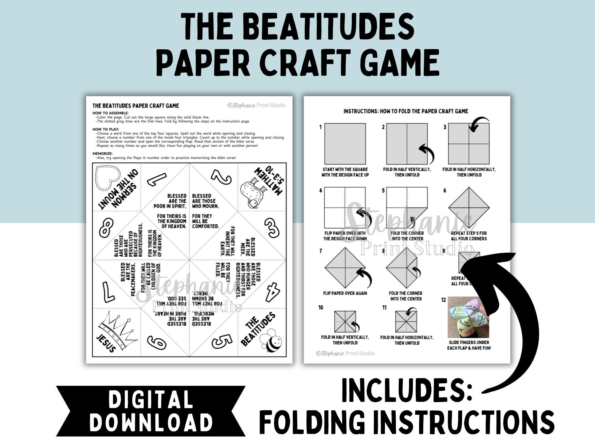 The Beatitudes Color-your-own Cootie Catcher, Paper Craft Game ...
