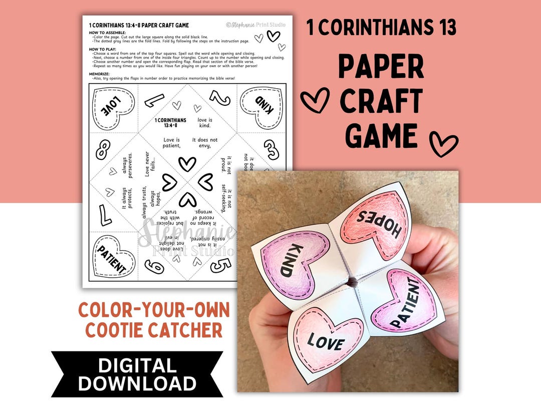 1 Corinthians 13 Paper Craft Game Printable, Color-your-own Cootie ...