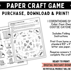 1 Corinthians 13 Paper Craft Game Printable, Color-your-own Cootie ...