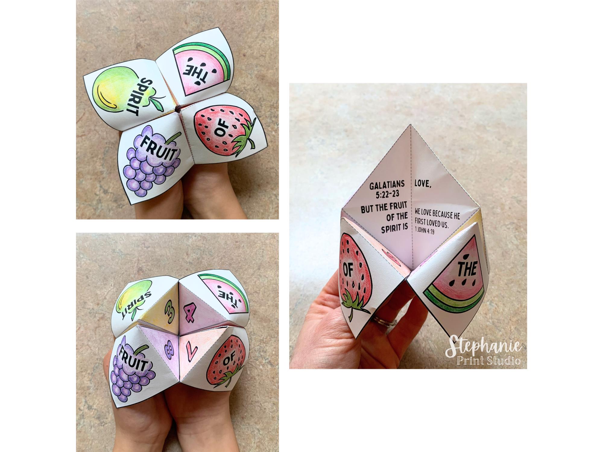 Fruit of the Spirit Color-your-own Cootie Catcher, Paper Craft Game ...