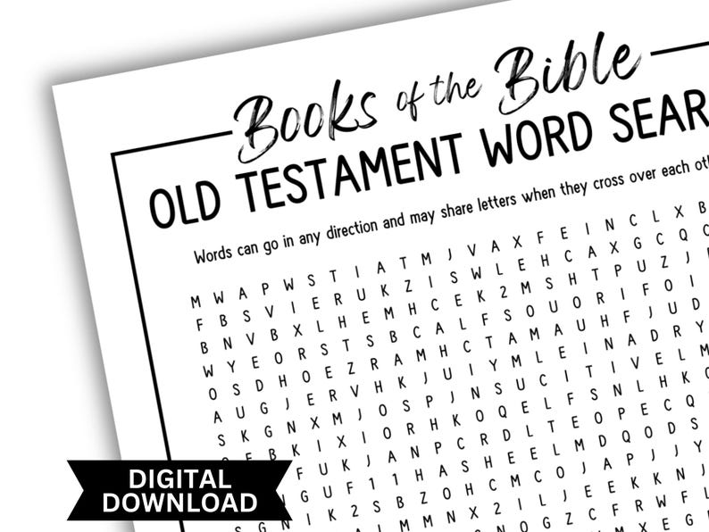 Books of the Bible Word Search Printable- Old Testament & New Testament ...