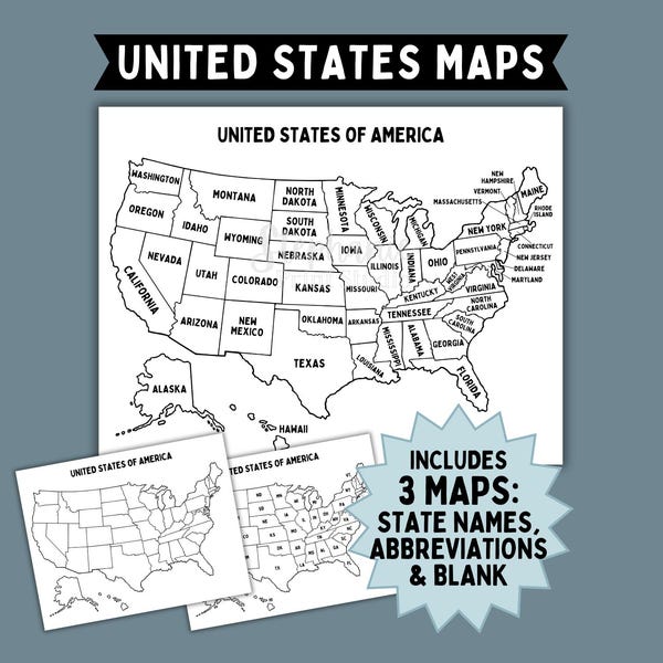 Usa Map for Student - Etsy UK