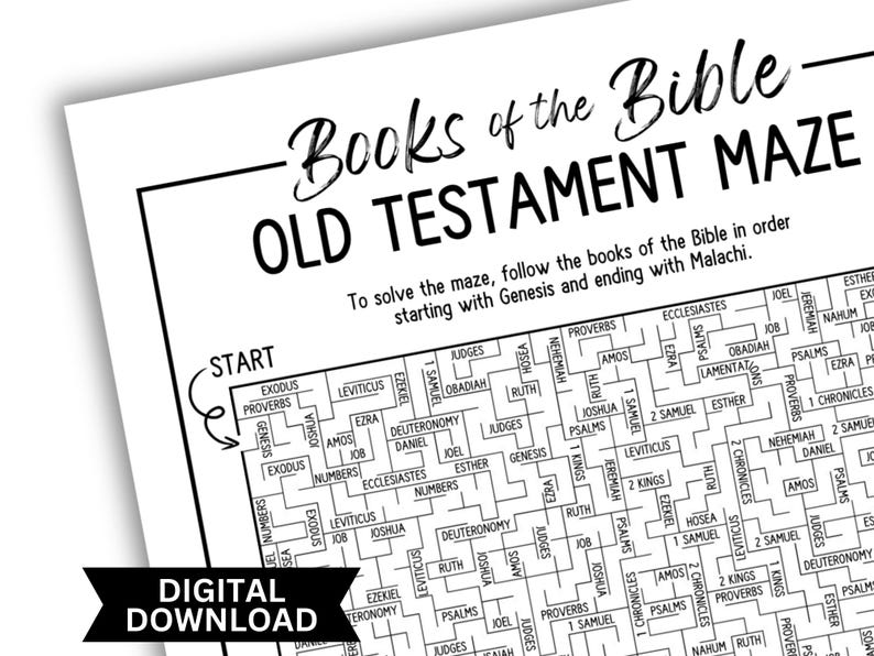 Books of the Bible Mazes Printable- Old Testament Maze & New Testament ...