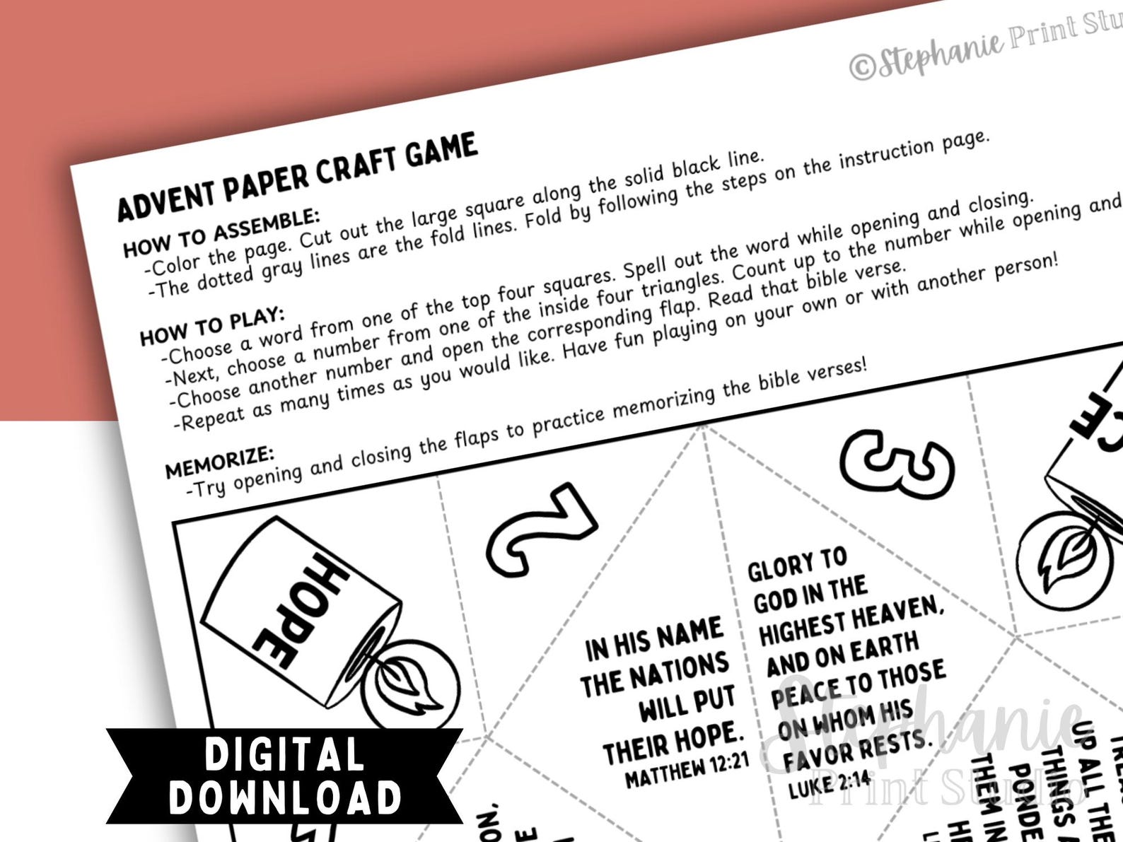 Advent Color-your-own Cootie Catcher, Christmas Paper Craft Game ...