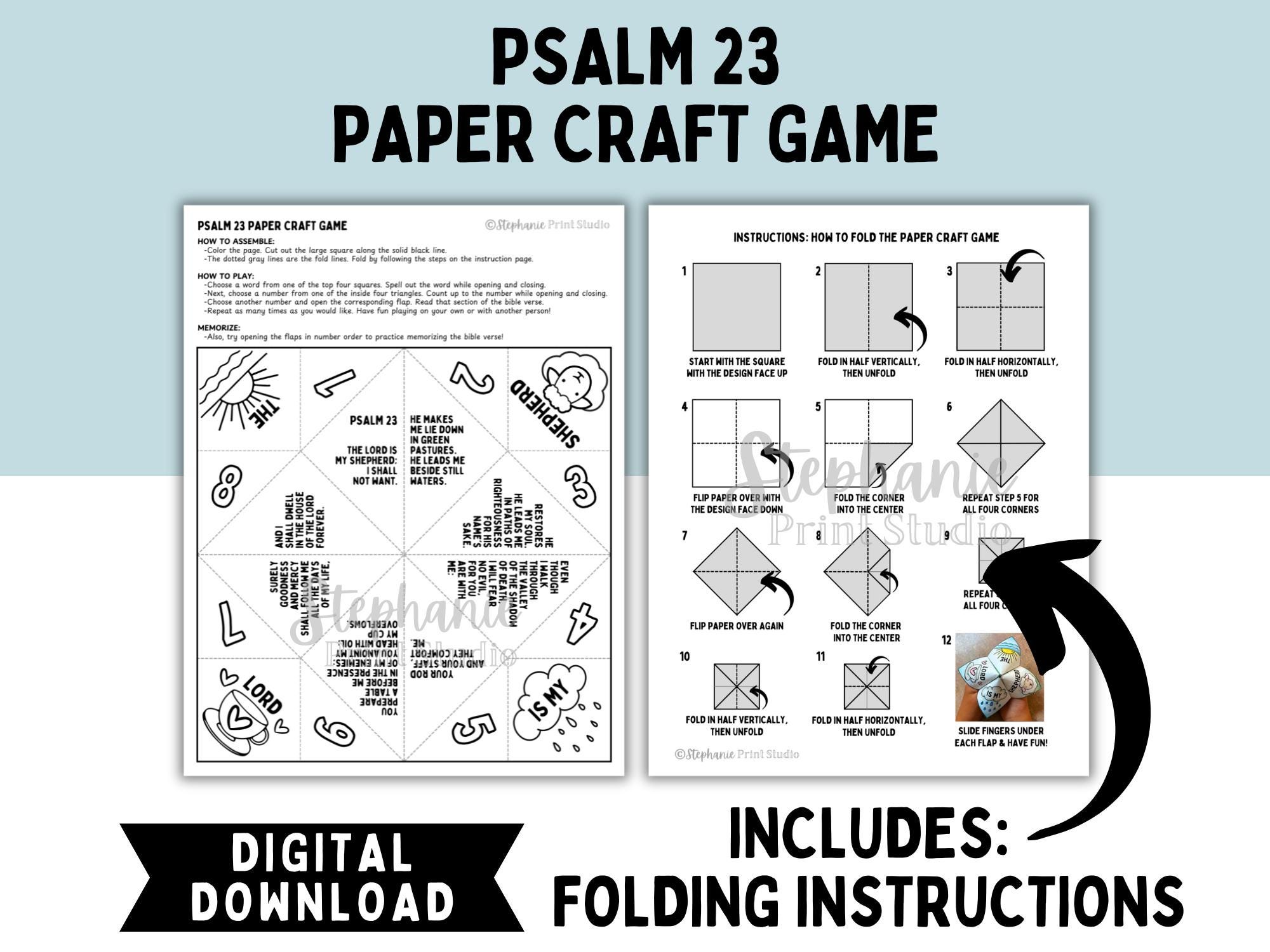 Psalm 23 Color-your-own Cootie Catcher | Paper Craft Game Printable ...