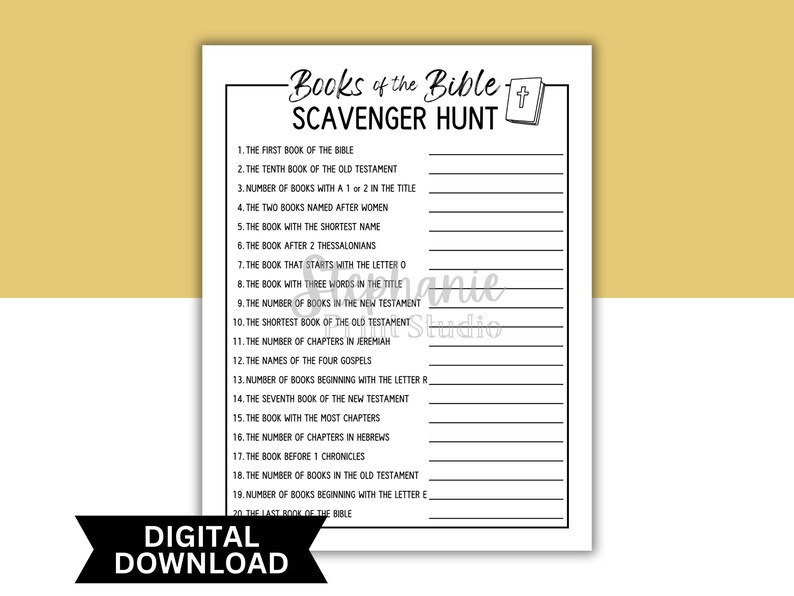 Books of the Bible Scavenger Hunt Printable | DIGITAL INSTANT DOWNLOAD ...