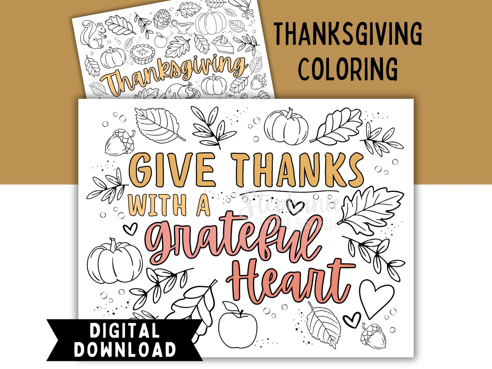 2 Thanksgiving Theme Coloring Pages Printable | Give Thanks With a ...