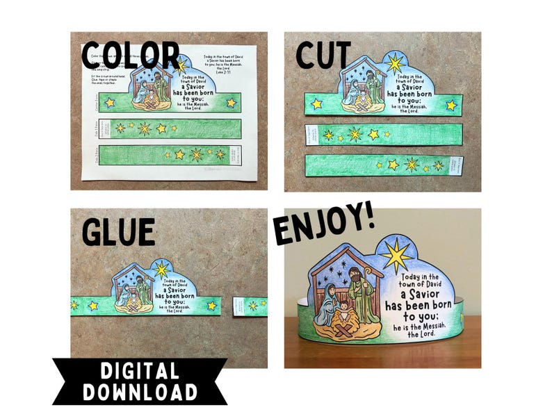 Nativity Paper Crown | Luke 2:11 Color-your-own Christmas Craft ...
