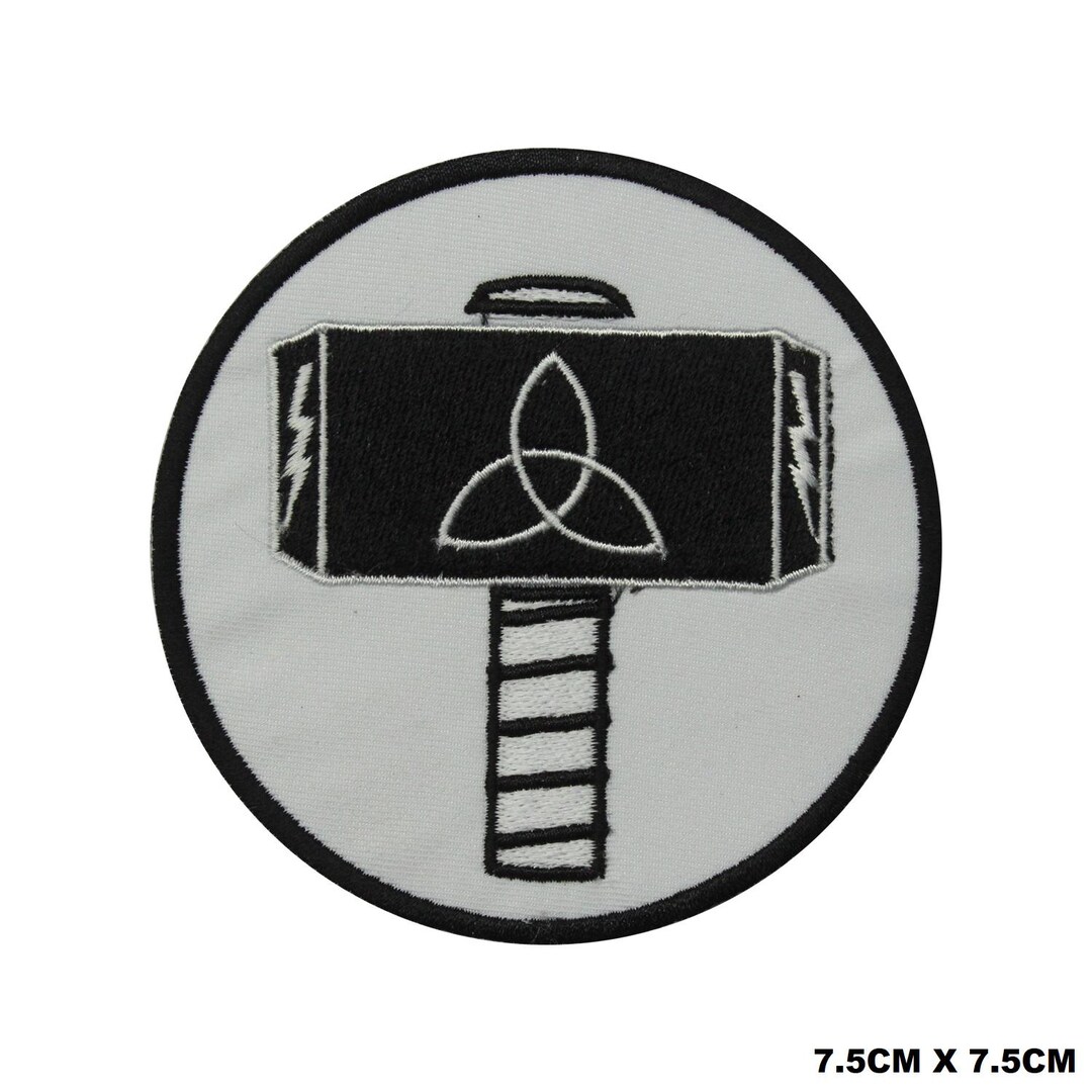 Thor Hammer Round Movie Embroidery on Patch Badge Embroidered Applique ...