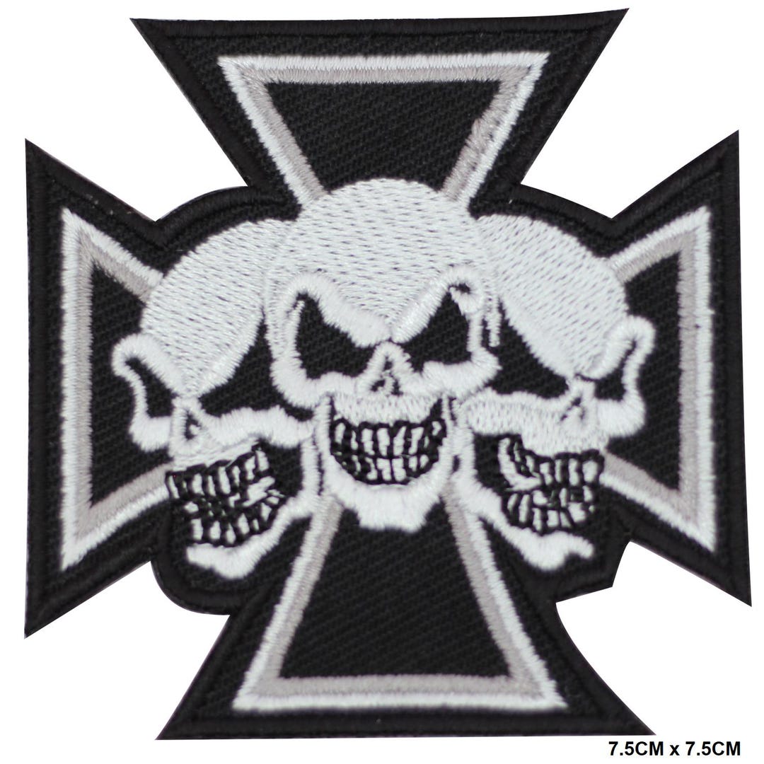 3 Skull Face Cross Logo Iron/sew on Patch Badge Embroidered Applique ...