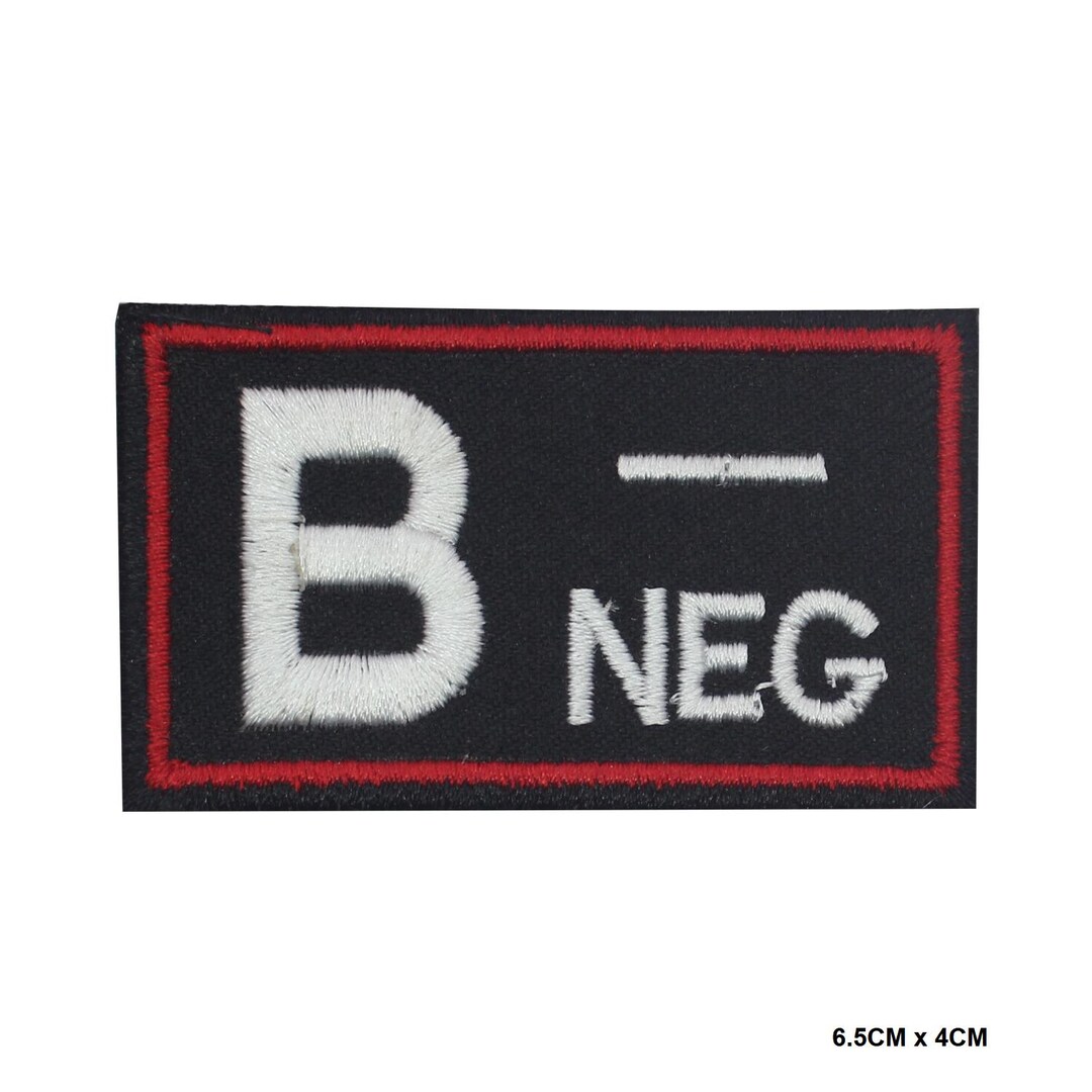 B Negative Blood Group Logo Iron/sew on Patch Badge Embroidered ...
