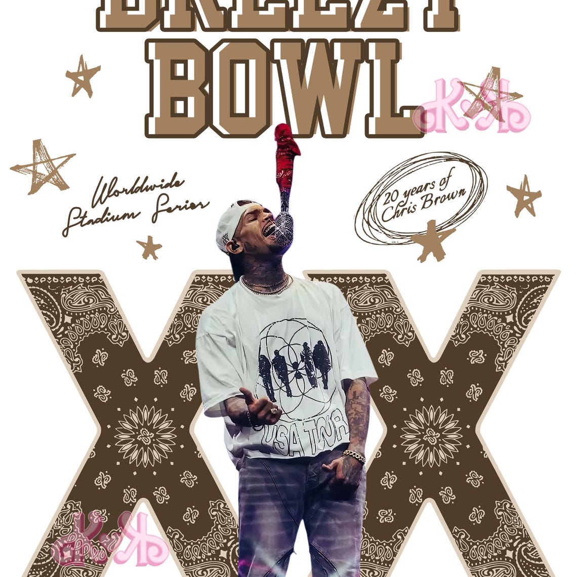 Chris Brown Breezy Bowl XX Shirt Design: Concert T-shirt PNG (digital ...