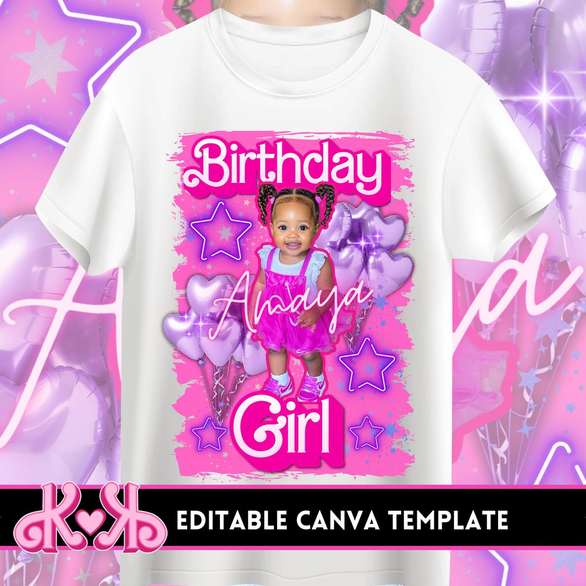 Birthday Girl Editable T-shirt Template Barbie Themed, Birthday Tee ...