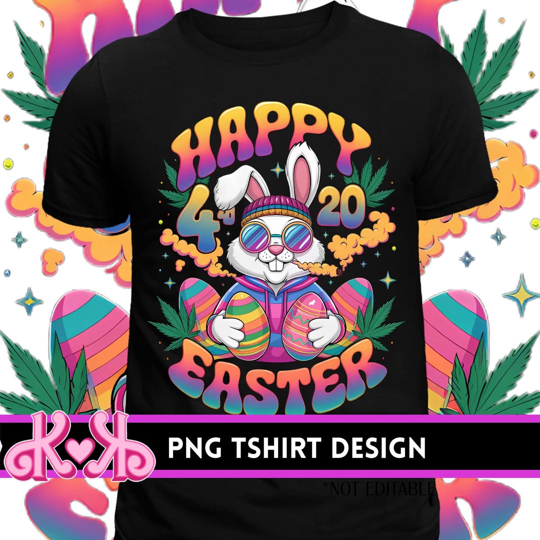 420 Bunny Smoke Bunny T-shirt, Bunny Happy Easter Day 4/20 Weed Leaf ...