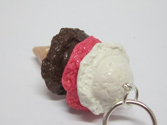 Items Similar To Triple Scoop Ice Cream Cone Pendant On Etsy
