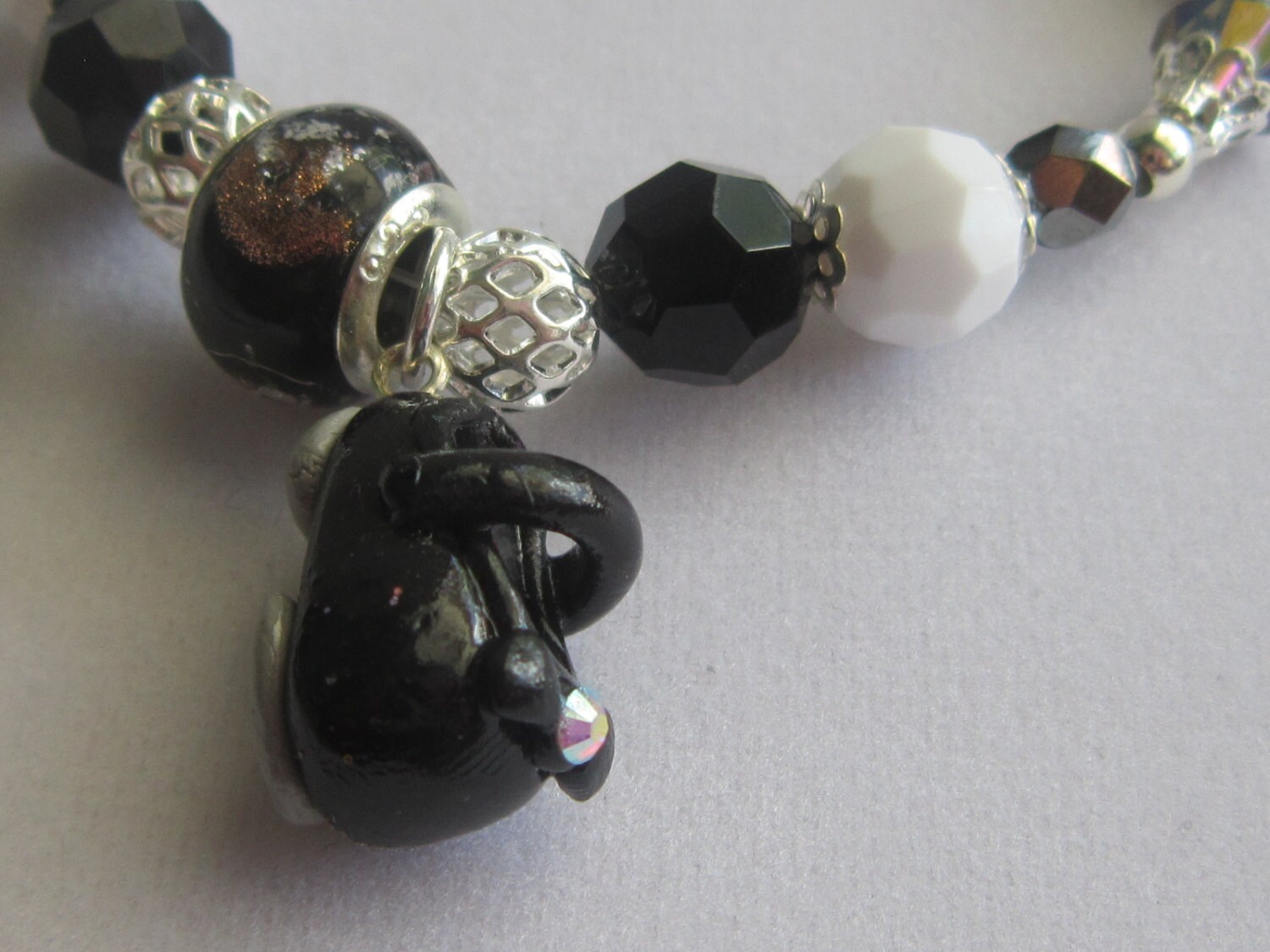 Black and White Tiny Tapper Bracelet Handmade Polymer Clay - Etsy