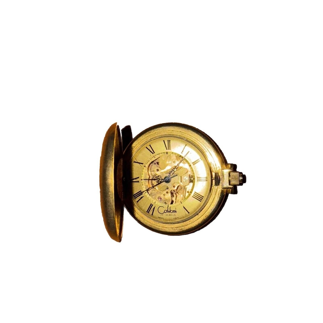 Vintage COLIBRI 17 Jewel Swiss Made Gold Plated Pocket Watch Works ...
