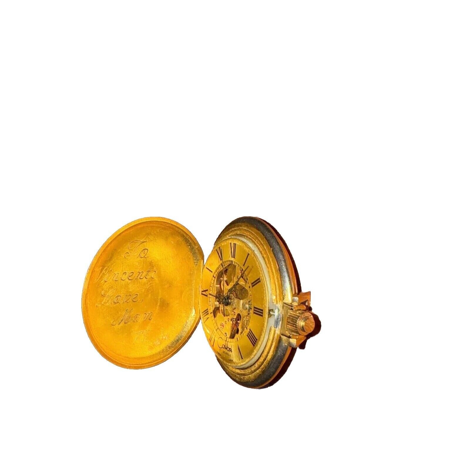 Vintage COLIBRI 17 Jewel Swiss Made Gold Plated Pocket Watch Works ...