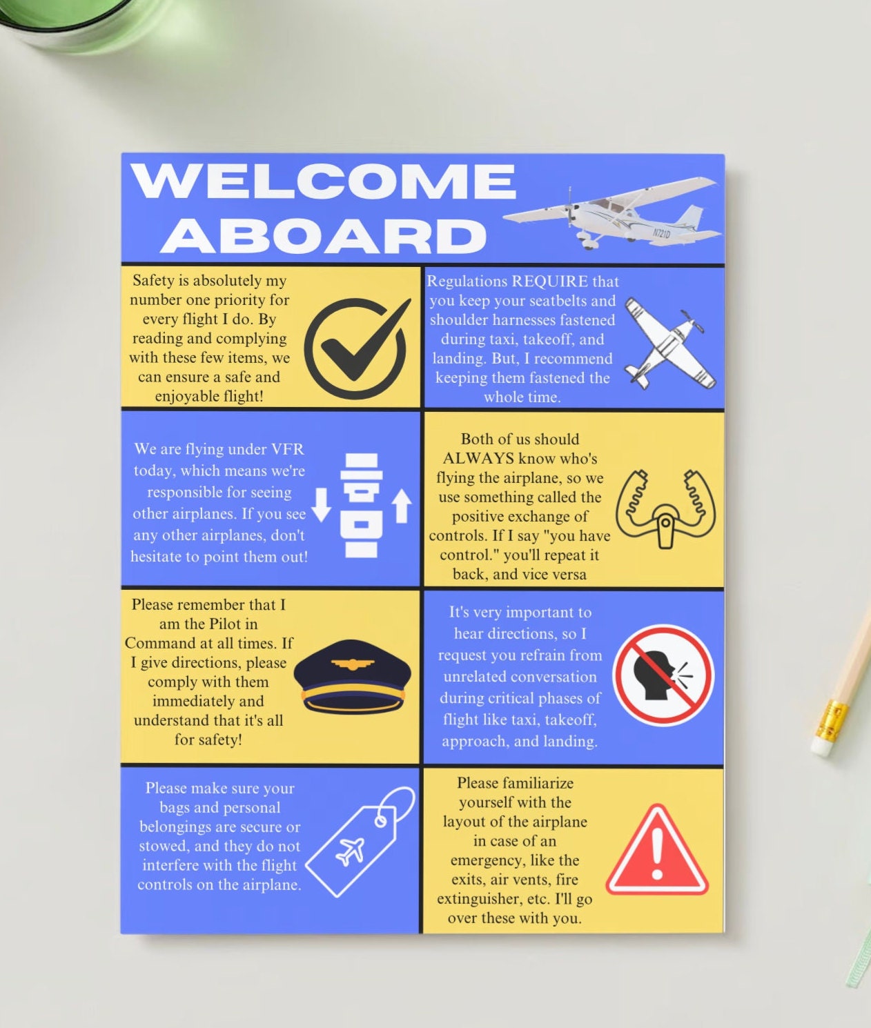 Private Pilot Passenger Briefing Cards-laminated Card - Etsy