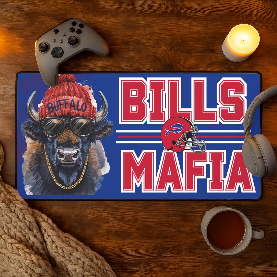 Buffalo Mafia Gaming Mat, Desk Pad for Office, Blue Red Desk Blotter ...
