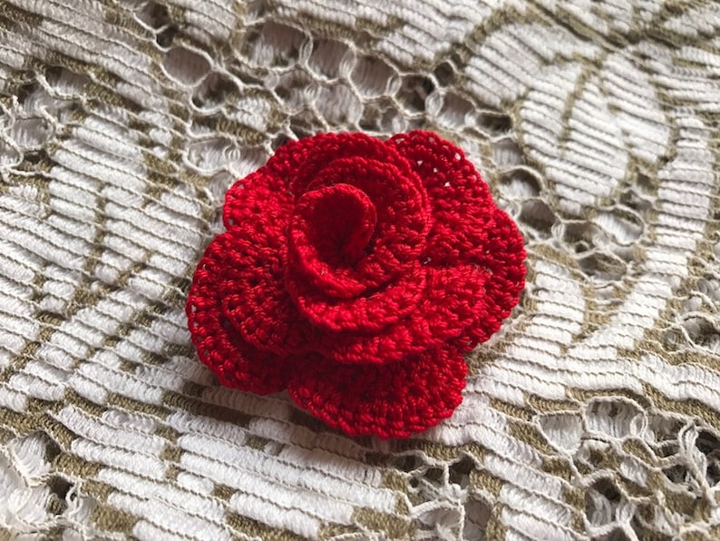 Lovely Rose Pattern - Crochet Flower Pattern - Crochet Appliqué ...