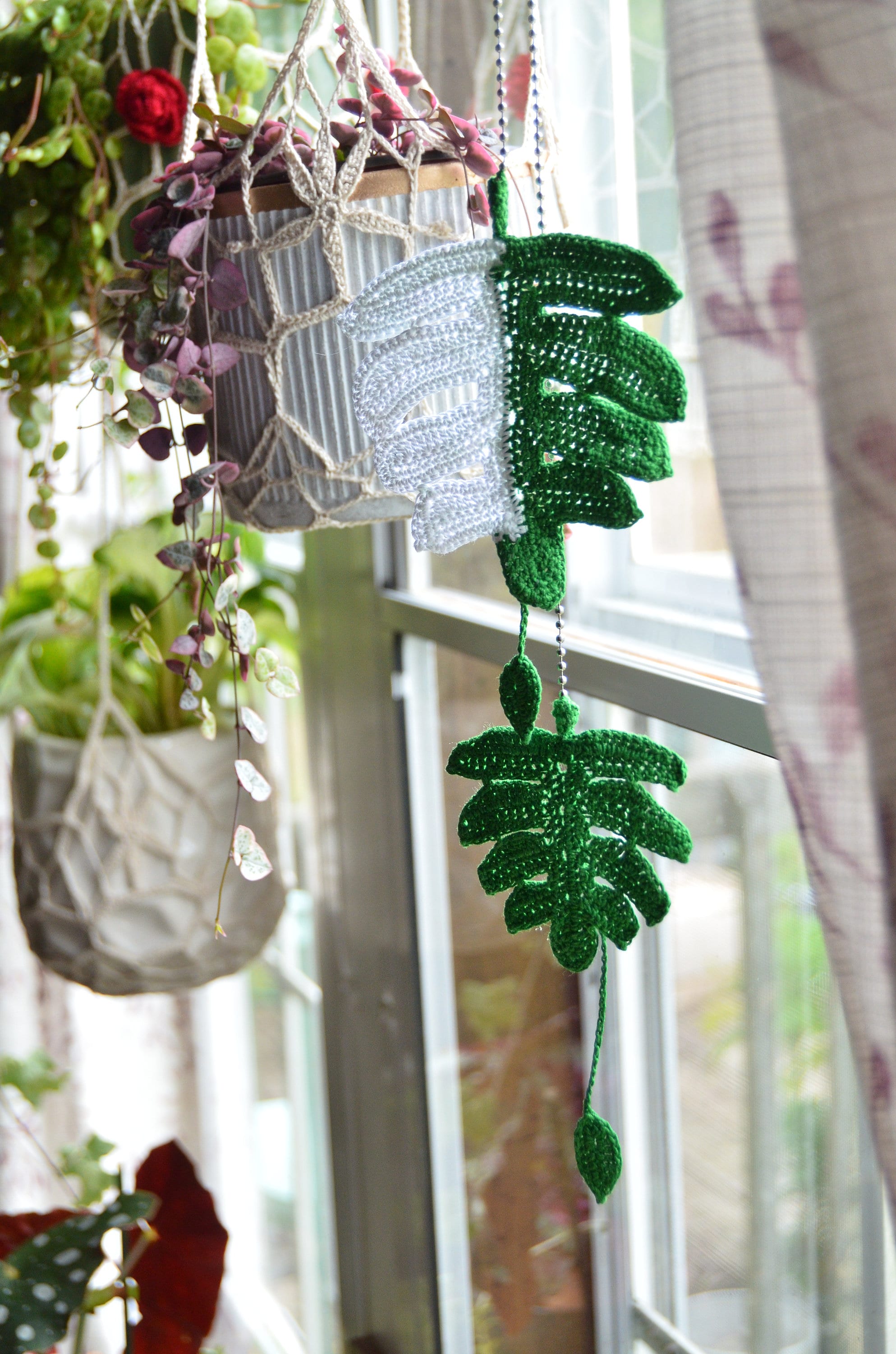 Crochet Light Pull Monstera Leaf Ceiling Fan Chain Dangle Cord - Etsy