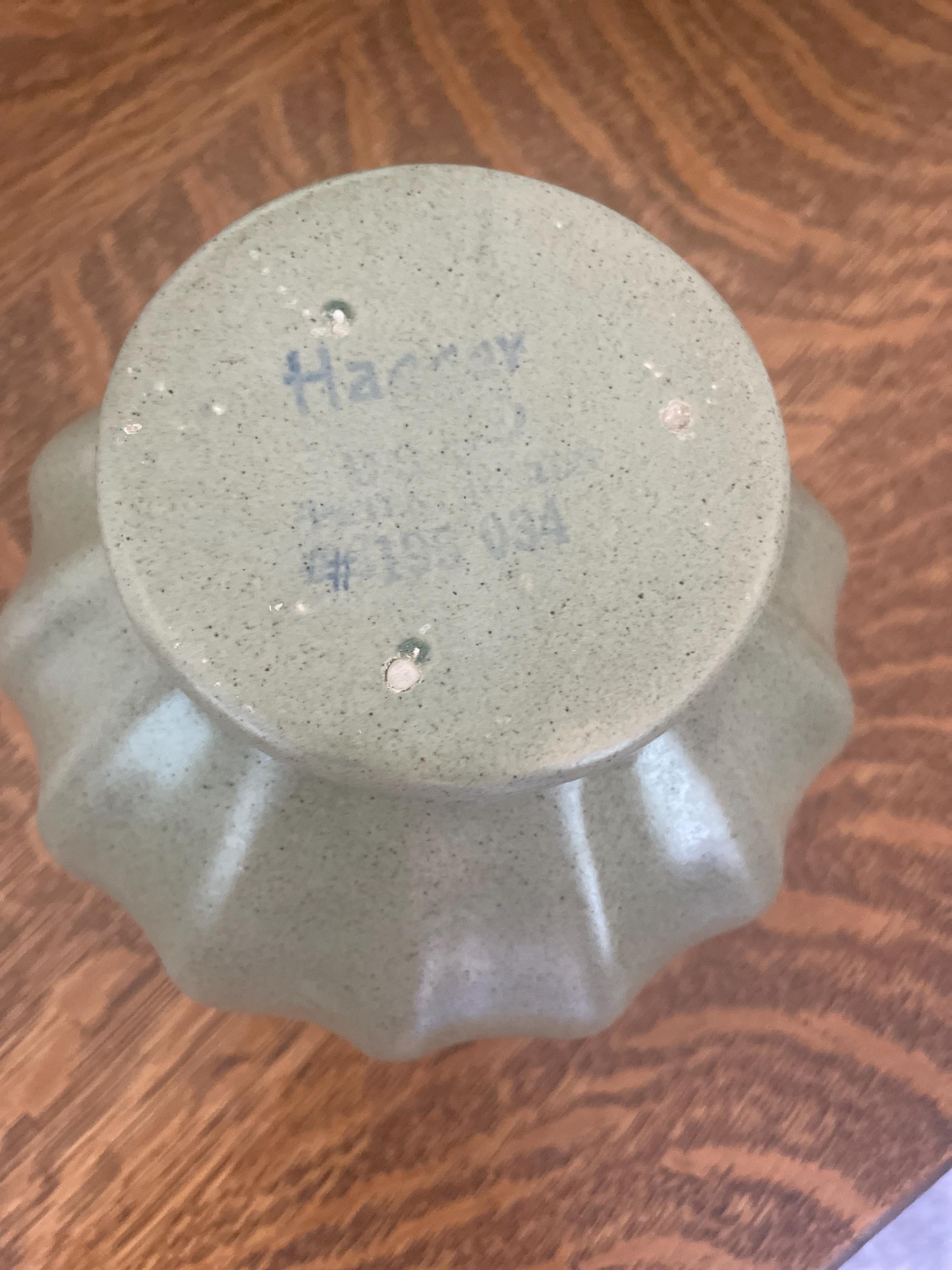 Vintage Haeger Pottery Ribbed Olive Green Round Planter No. 195-034 USA ...