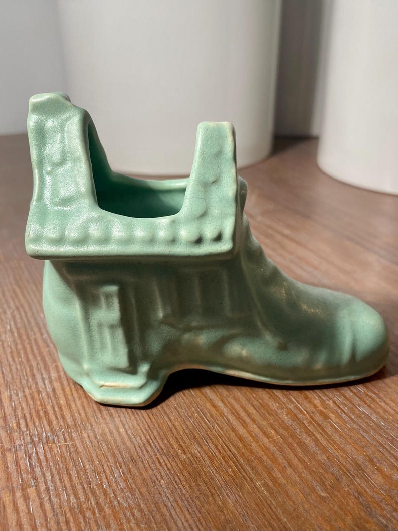 Vintage Nelson Mccoy Pottery Baby Shoe Planter in Aqua Unmarked - Etsy