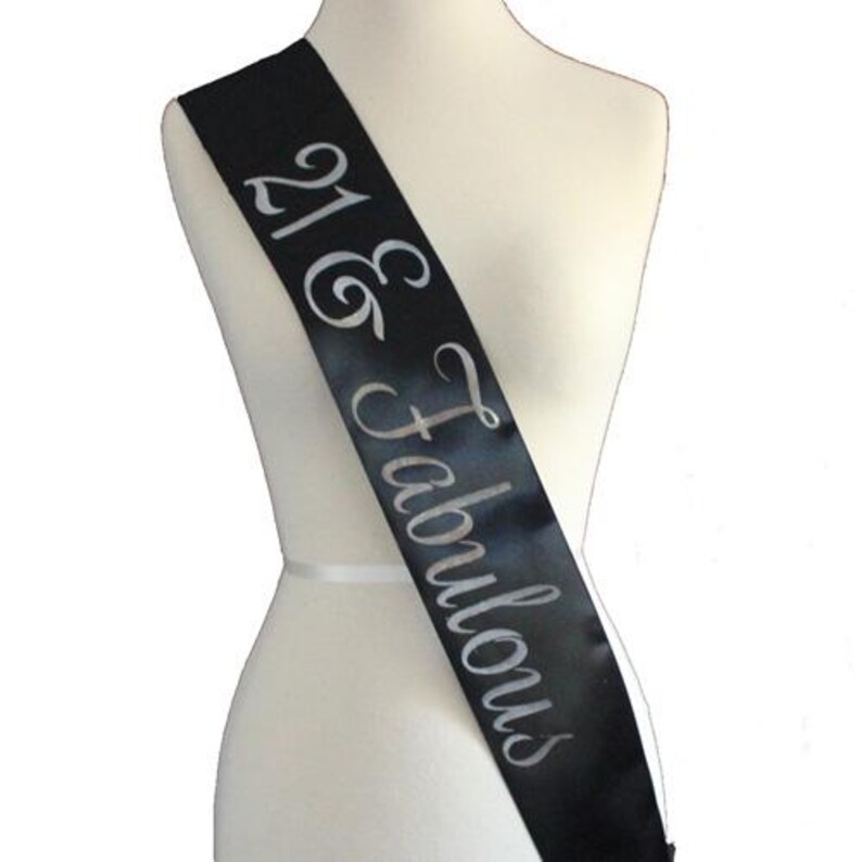 21 & Fabulous Satin Birthday Party Sash in Black or Pink - Etsy