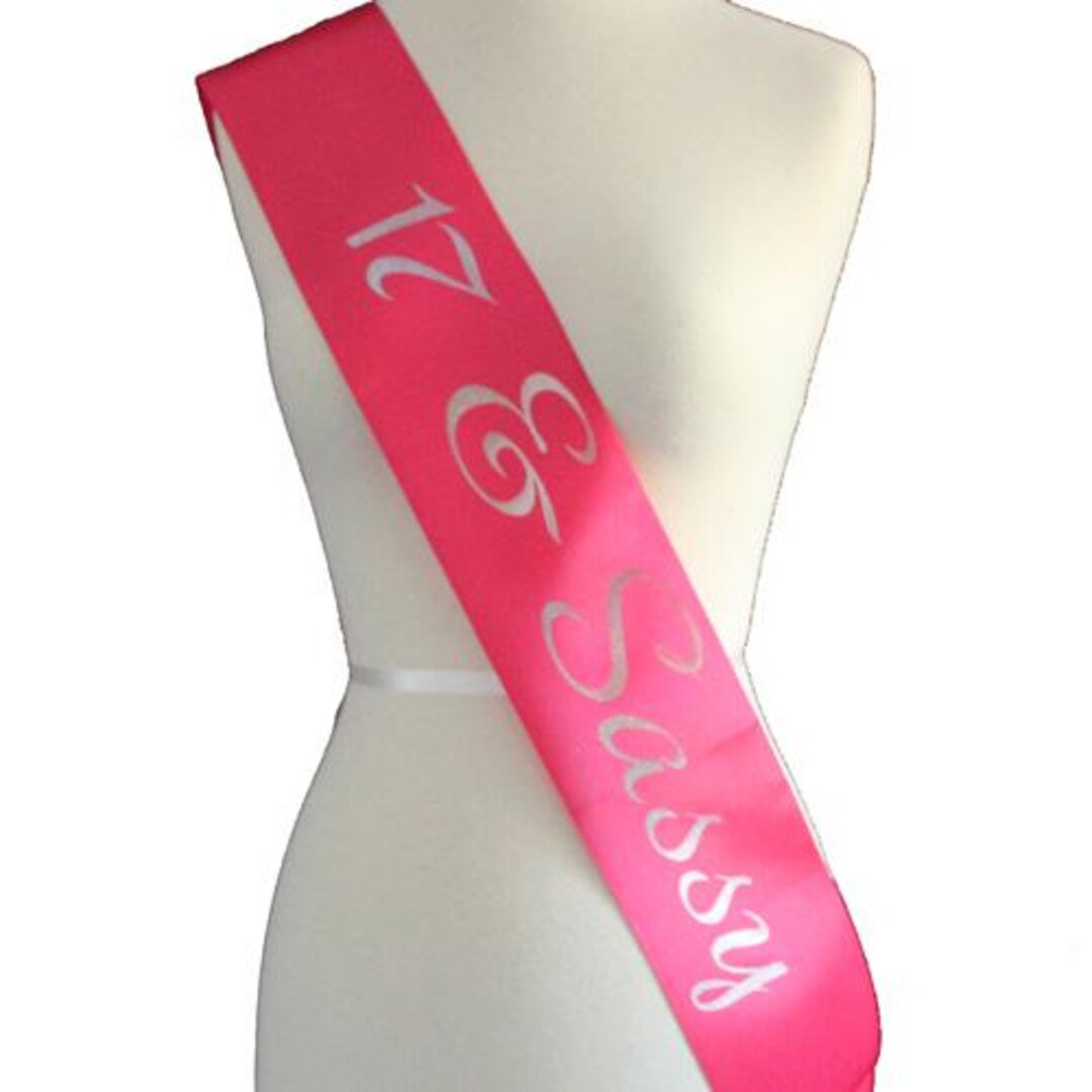 17 & Sassy Satin Birthday Party Sash in Pink or Turquoise - Etsy