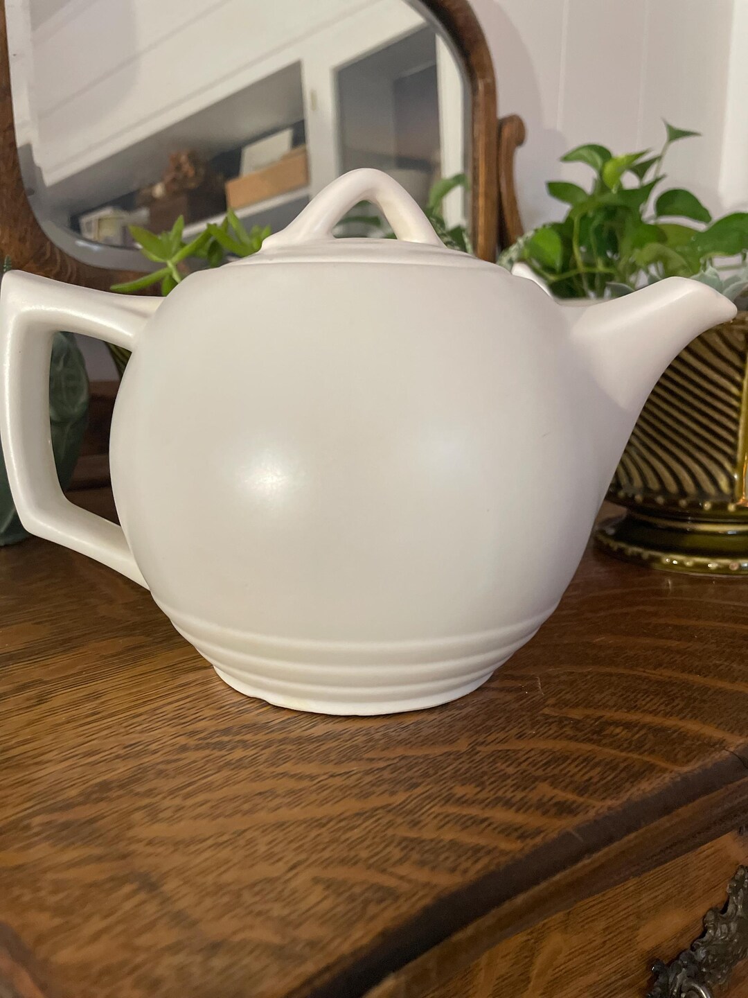 Vintage Mccoy Pottery Teapot White Ivory Marked 140 USA With Lancaster ...