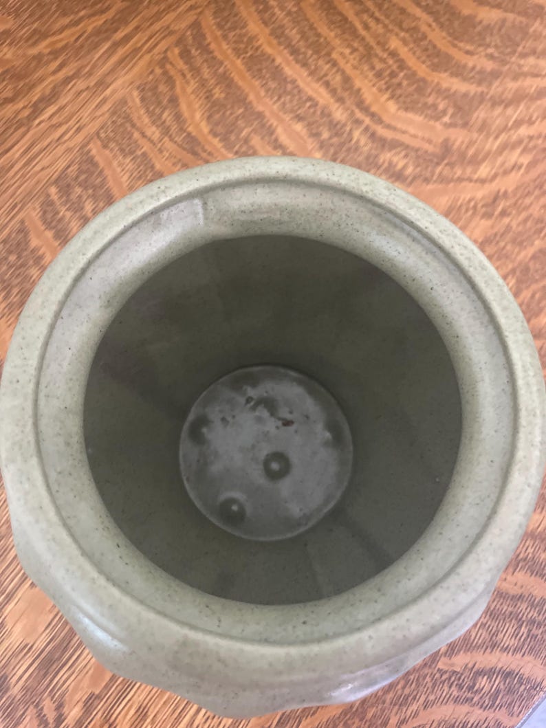 Vintage Haeger Pottery Ribbed Olive Green Round Planter No. 195-034 USA ...