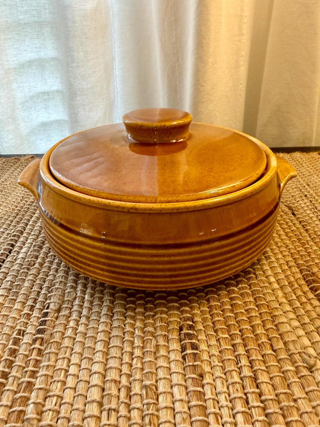 Vintage Homer Laughlin Harvest Gold Glazed Ceramic Covered Casserole or ...