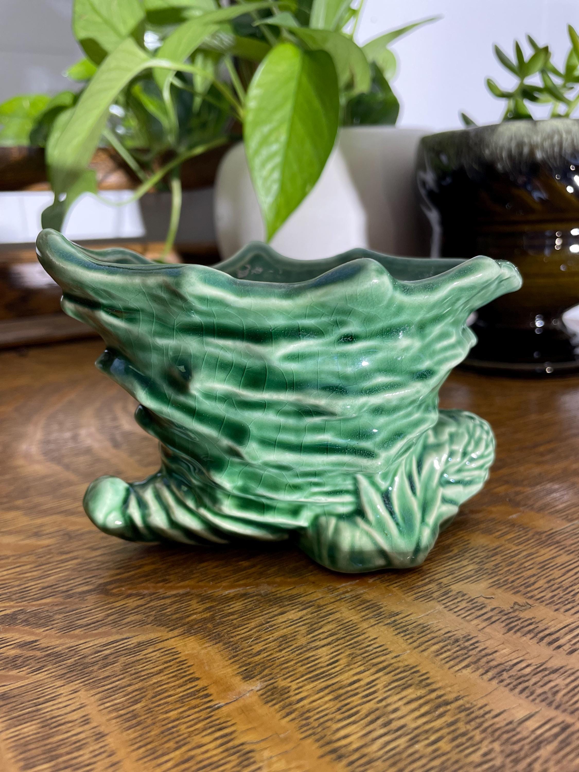 1955 Vintage Mccoy Pottery Single Shell Cornucopia Planter Green - Etsy