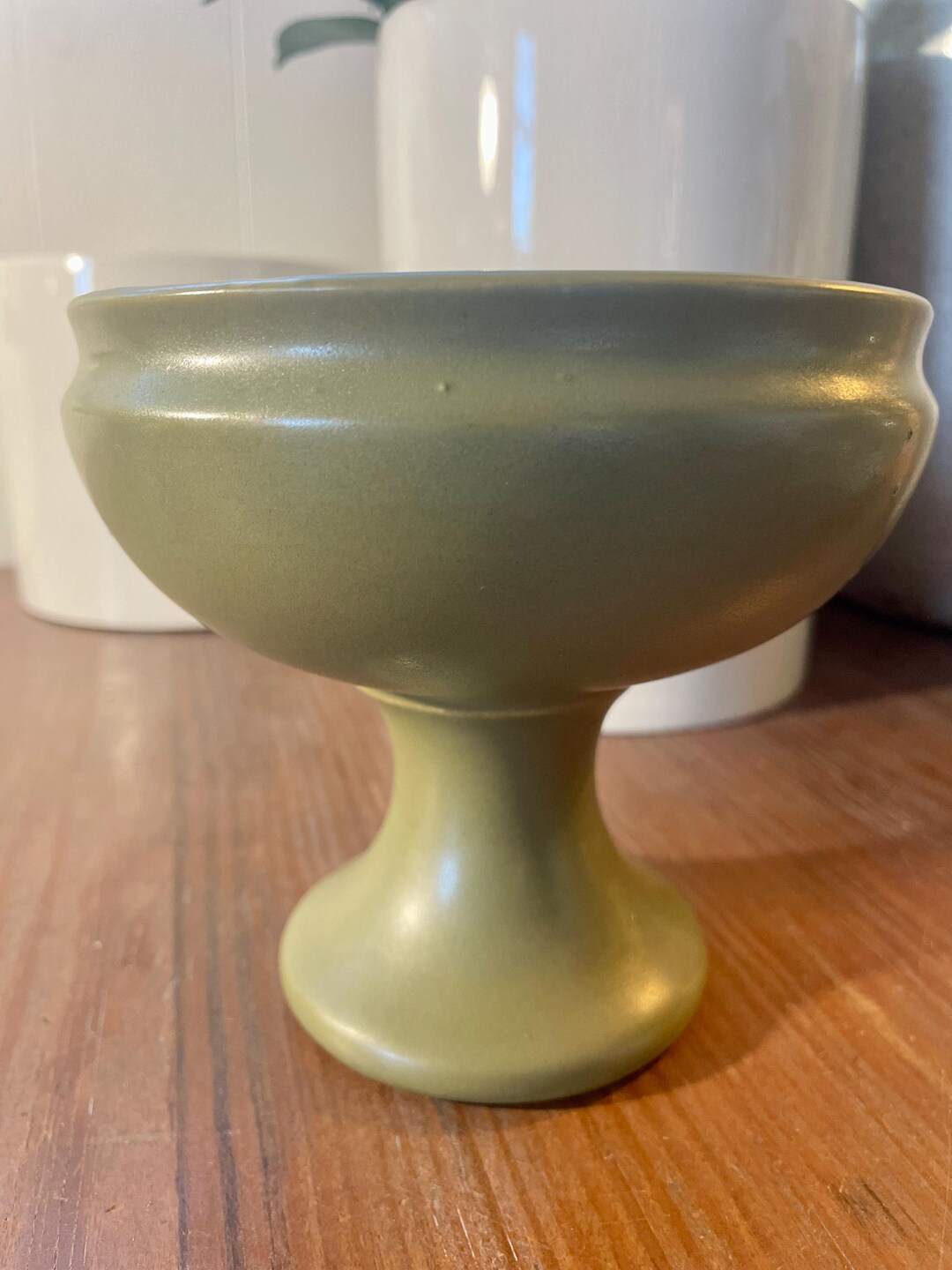 Vintage Mccoy Pottery Floraline Green Goblet Pedestal Vase #461 Marked ...
