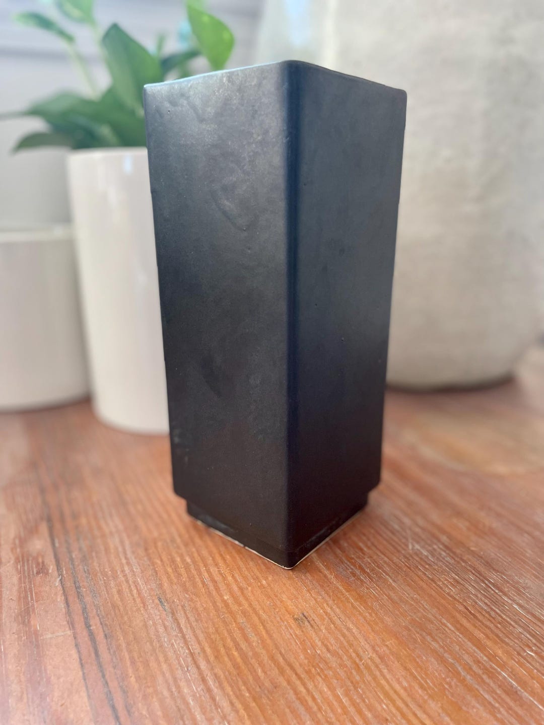 Vintage Mccoy Pottery Floraline Square Flower Vase Black #448 Marked ...