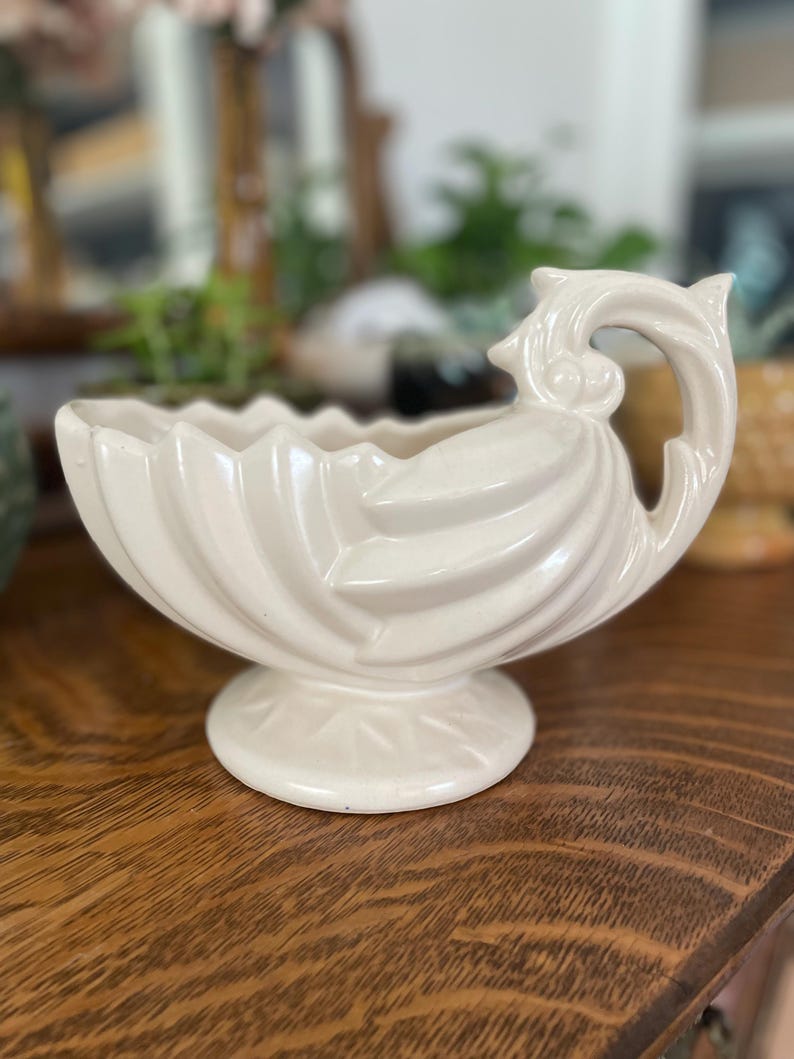 Vintage Nelson Mccoy Pottery 1941 Shell Centerpiece Planter Dish Marked ...