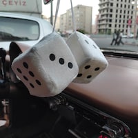 Gray Fuzzy Dice With Black Hearts and Chain or Cord - Etsy