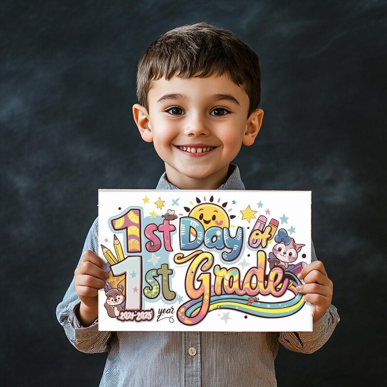 First Day of 1st Grade Sign, First Day of School Sign, Printable 1st ...