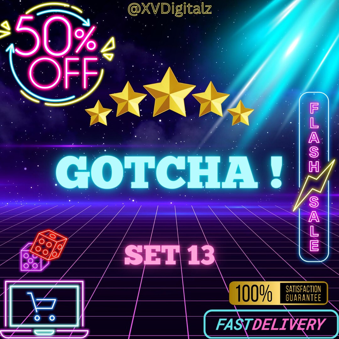 Gotcha Set 13 5 Star Sticker Fast Delivery - Etsy