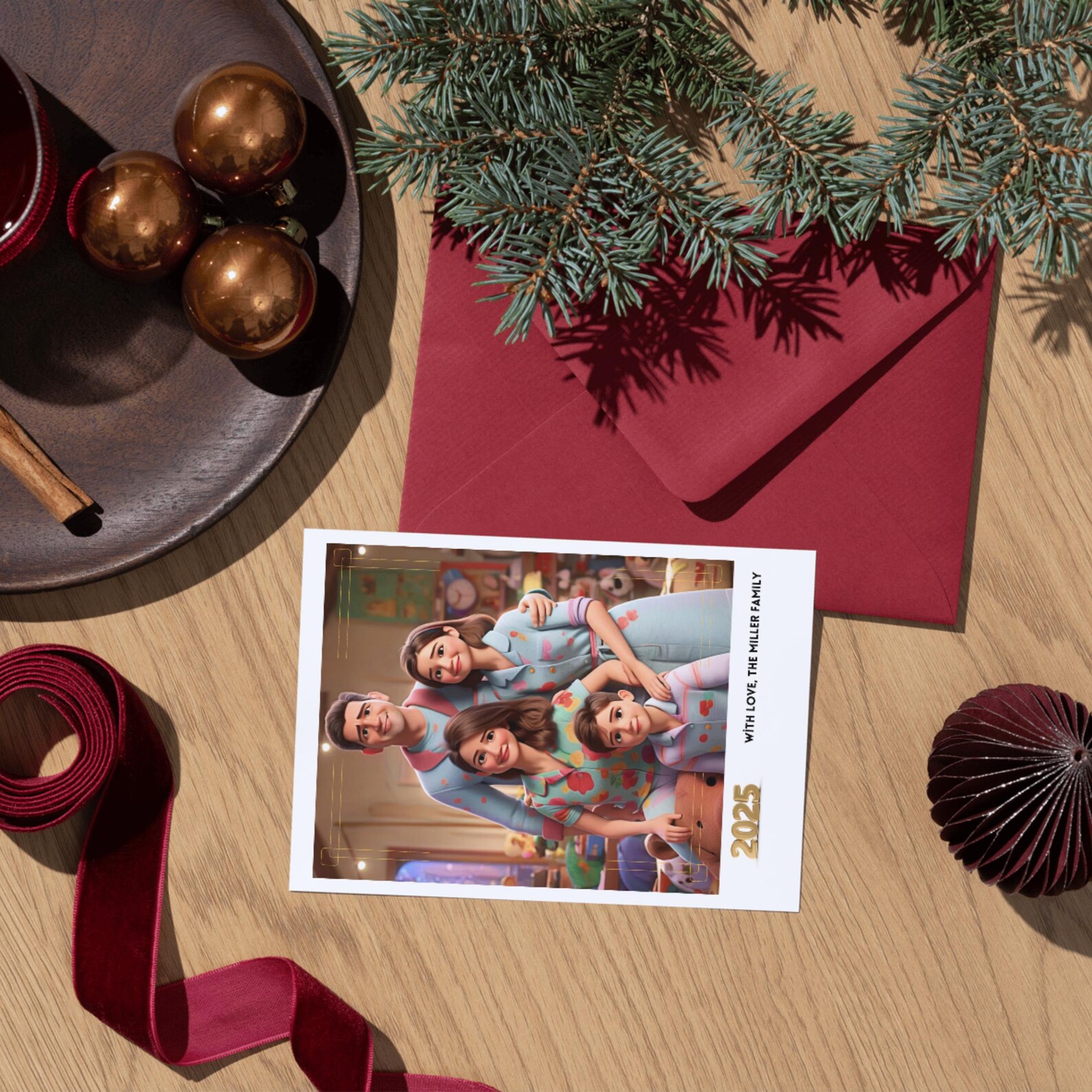 Cartoon Christmas Card, Custom Cartoon Family, Custom Character ...
