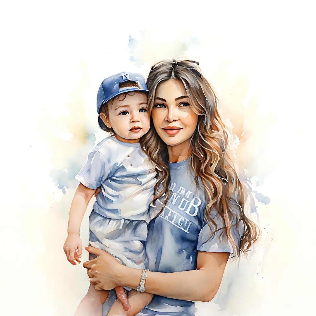 Mother’s Day Portrait, Custom Watercolor Portrait, Family Portrait ...