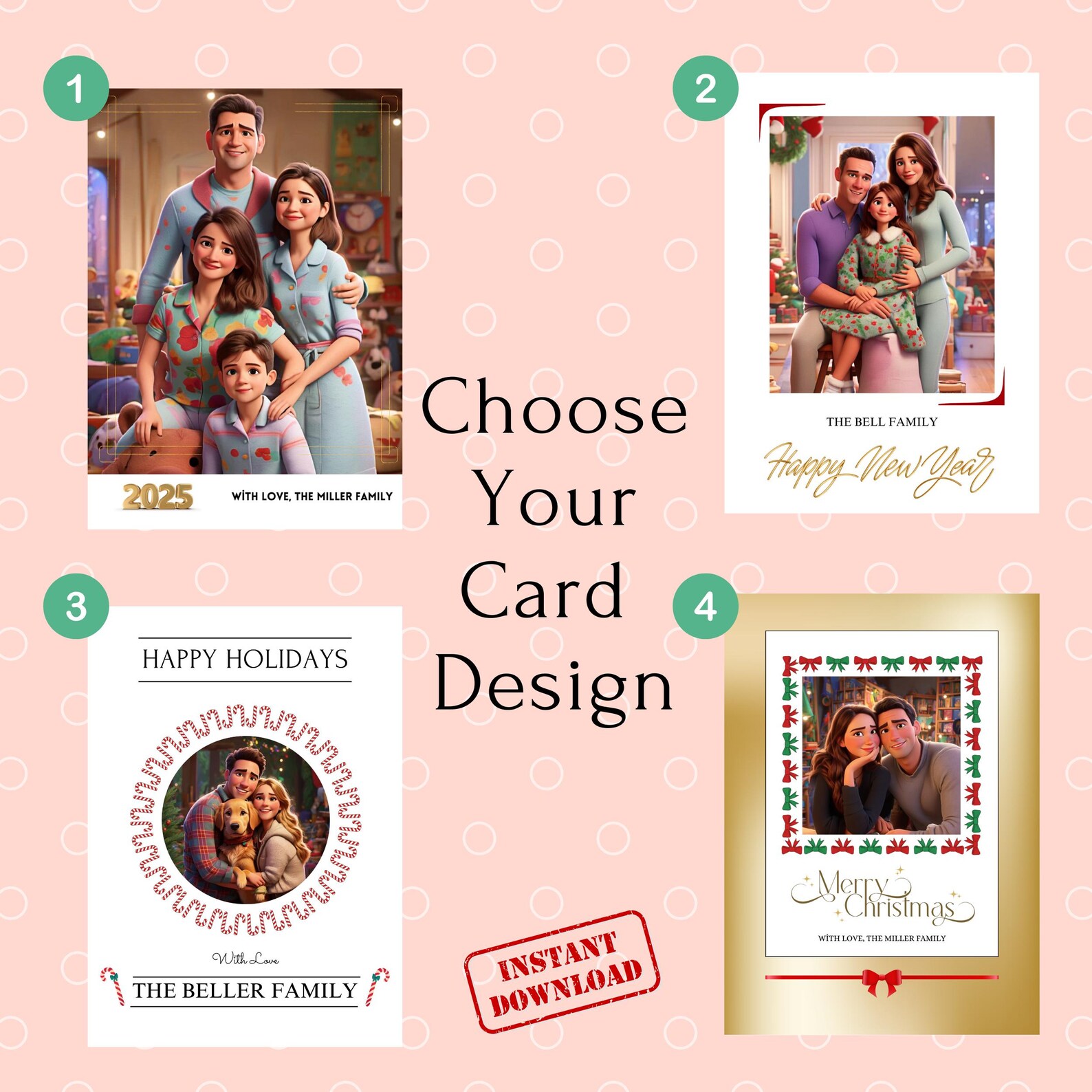 Cartoon Christmas Card, Custom Cartoon Family, Custom Character ...