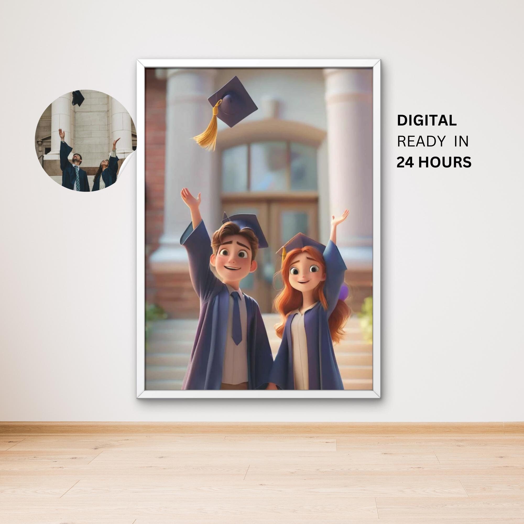 Custom Graduation Cartoon Portrait, Graduation Portrait, Graduation ...