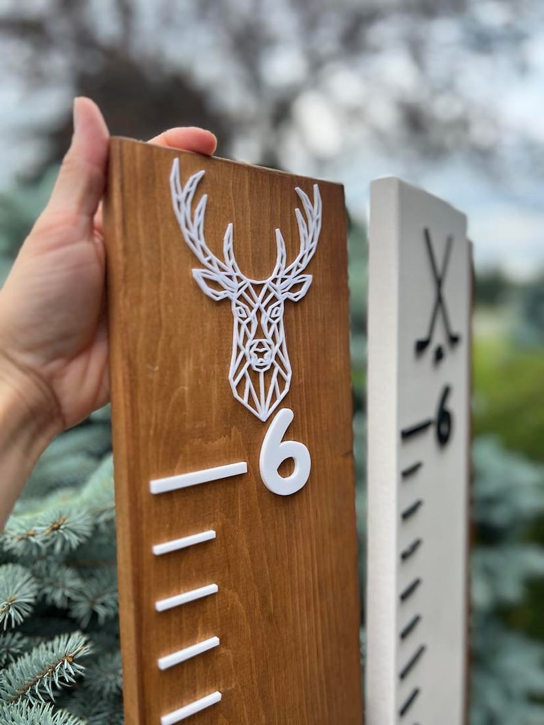 Custom Wooden Growth Chart Personalized Height Ruler Nursery Decor Back ...