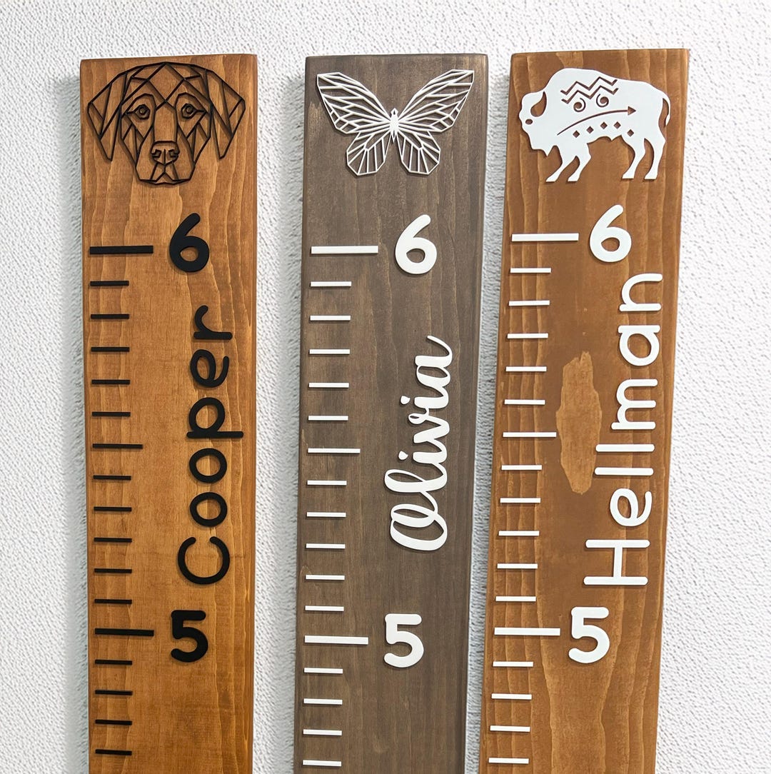 Personalized Wood Growth Chart, Height Ruler, 3D Wall Decor for Kids ...