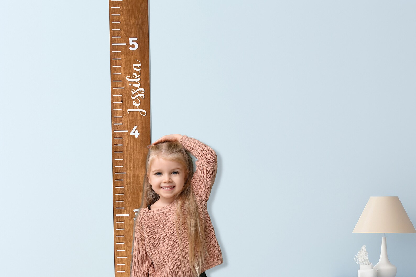 Custom Wooden Growth Chart Personalized Height Ruler Nursery Decor Back ...