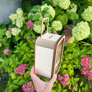 Custom Wooden Piggy Bank, Vacation Fund Money Box, Unique Birthday Gift ...